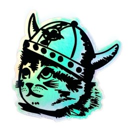 Viking Kitty Iridescent Sticker