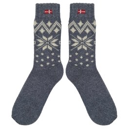 Wool Snowflake Socks - Denim